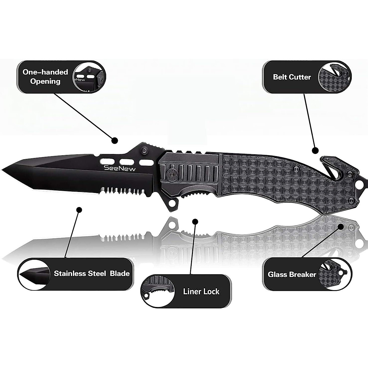 Seenew Outdoor Survival Pocket Knife Perfect for Work Hiking Camping（Large gift box）
