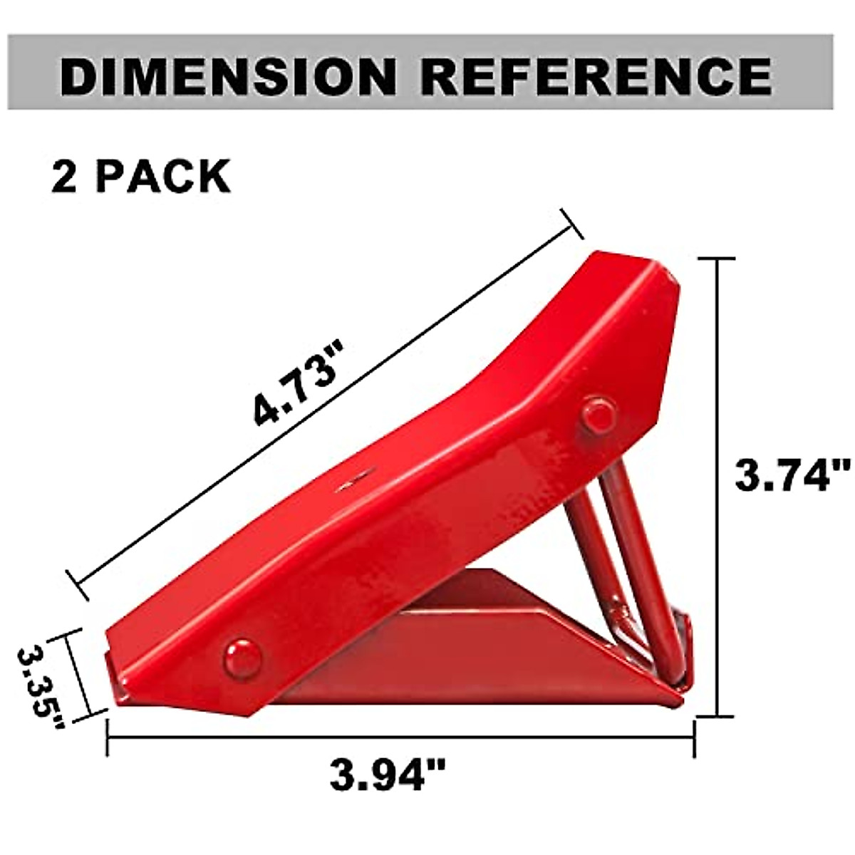 BIG RED 2 Pack Steel Wheel Chock Foldable Tire Stop for Car, Red, TD3553