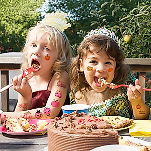 100 PCS Fall Little Pumpkin Autumn Halloween Temporary Tattoos Themed 1st First Birthday Party Decorations Supplies Favors Decor Cute Thanksgiving Stickers Gifts for Boys Girls School Prizes Carnival