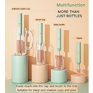 Bottle Spark Bottle Cleaner, Electric Silicone Bottle Brush Set, Bottle Cleaning Brush for Bottles, Baby Bottles, Sports Bottle, Vase, Glassware, Smaller Diameter Bottle Openings (Green)