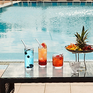 12-Pack 12oz Glass Cups with Straws, Drinkware Glasses Set for Water, Coffee, Cocktails