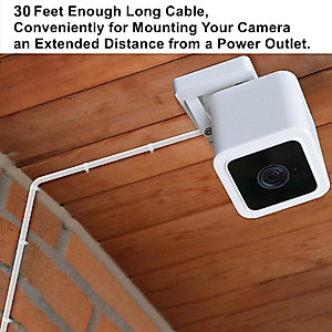 2-Pack 30ft Power Cable for Wyze Cam v4,Wyze Cam Pan v3,Wyze OG,Wyze Cam v3 Pro Security Cameras - 9m Long Flat Extension Micro USB Charging Cord with L-Shaped Short Adapter & 18W Fast Charger, White