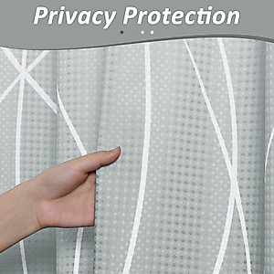 Naturoom Light Grey Fabric Shower Curtain Set Heavy Duty Waffle Weave Textured Bath Curtain, Modern Ombre Shower Curtains for Bathroom, Hotel Restroom Bath Decor Sliver Gray 72 x 72