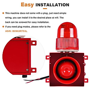 Saladulce Alarm Siren Strobe Light 120dB Industrial Sound Light Alarm Outdoor Waterproof Siren Strobe Alarmfor Home Security AC110V Tone Volume Adjustable