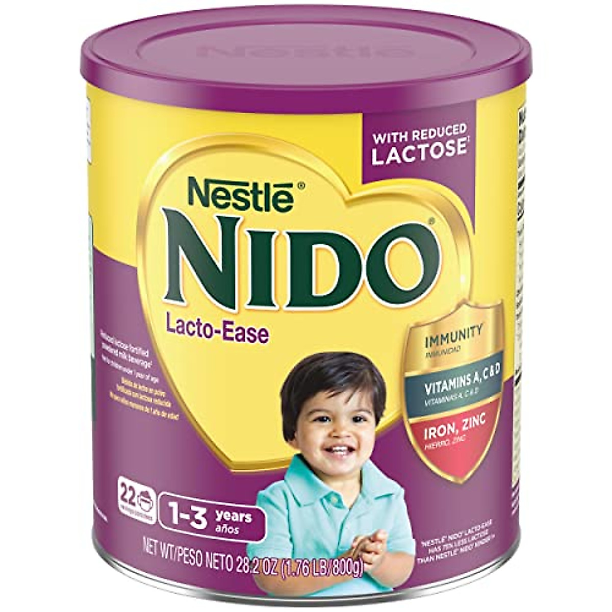 Nestle NIDO Lacto-Ease Toddler Powdered Milk Beverage - 28.2 Oz Canister - Toddler Drink Mix