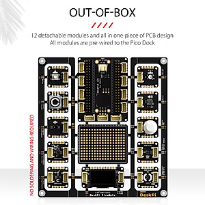 GeeekPi Pi Pico Board with DeskPi PicoMate for Raspberry Pi Pico, DeskPi PicoMate Expansion Board,Breakout Module Board for Raspberry Pi Pico