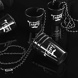 20 Pack Bachelor Shot Glass Necklace Bulk Groom Team Shot Cups with Beaded Necklace Bachelorette Bridal Shower Party Favors Supplies Wedding Proposal Gifts for Men Groomsman, Black