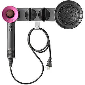 SINGSUO Hair Dryer Holder for Dyson, Wall Mount Blow Dryer Holder for Dyson, Magnetic Hair Dryer Wall Bracket, Hair Dryer Hanger, Hair Dryer Organizer for Dyson (Large, Gray)