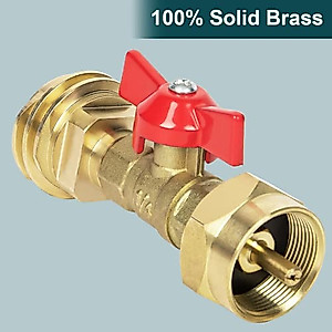 GASPRO Upgraded 1 lb Propane Tank Adapter with Valve, 20 lb to 1lb Converter, Hook Up Small Propane Tanks When 20lb Ran Out, Solid Brass