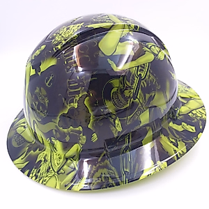 Wet Works Imaging Customized Pyramex Full Brim Green Biker Babes Hard Hat with Ratcheting Suspension