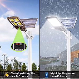 HYPERAZA 1000W Solar Street Lights Dusk to Dawn Solar Light 80000LM High Brightness Remote Controlled Solar Street Light Outdoor with Motion Sensor IP66 Waterproof fit for Yard, Garden, Parking Lot