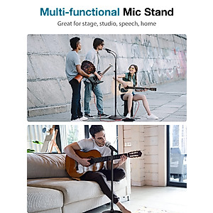 InnoGear Microphone Stand, Mic Stand Detachable Gooseneck Mic Floor Stand Height Adjustable from 32” to 70” with Weighted Round Base for Blue Yeti Blue Snowball Shure SM7B Shure SM58 Samson Q2U