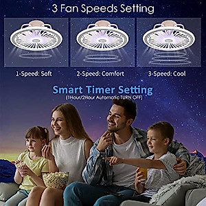 JTfany Ceiling Fans with Lights and Remote 18 Inch Flush Mount Ceiling Fan with Remote Dimmable 3 Speeds Low Profile Ceiling Fan RGB Bladeless Ceiling Fan Quiet Ceiling Fans for Bedroom Kidsroom