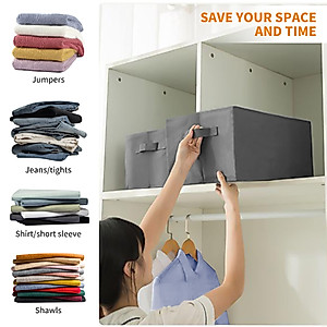 6 Pcs Large Size Wardrobe Clothes Organizers 5/7/9 Grids Foldable Clothes Organizers with Handles for Pants, Jeans, Sweater, T-shirt, Thin Coat, Dress 16.9 x 11.8 x 8.6 Inches Stackable Storage Bin