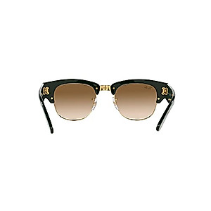 Ray-Ban Unisex Sunglasses Green On Gold Frame, Light Brown Lenses, 53MM