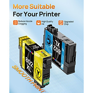 E-Z Ink (TM Remanufactured Ink Cartridge Replacement for Epson 802XL 802 T802XL T802 to use with Workforce Pro WF-4740 WF-4730 WF-4720 WF-4734 EC-4020 EC-4030 (1 Black, 1 Cyan, 1 Magenta, 1 Yellow)