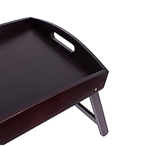 BirdRock Home Bamboo Bed Tray - Wooden Curved Sides Breakfast Serving Tray with Folding Legs - Walnut