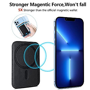 Magnetic Wallet Card Holder Compatible with MagSafe Wallet for iPhone 15/14/13/12 Series, Priume Vegan Leather, Magnetic Card Holder for Back of iPhone 15/14/13/12 Series, 7 Cards Holder, Black