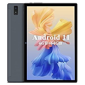 OUZRS Tablet 10 Inch Android 11 GMS, 4GB de RAM 64GB ROM/TF 256GB 1.8Ghz Tablet PC 8-Core 6000mAh Dual Cámara Tablet Android WiFi Bluetooth Netflix Type-C(WiFi Version),Black