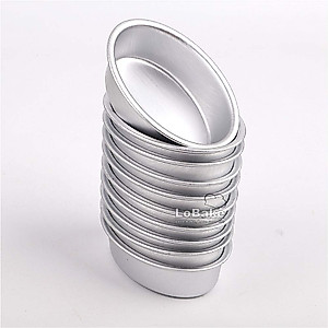LoBake 10pcs mini size oval egg shape aluminium alloy metal cheese pan cake mold bread mould tart holder pudding jelly tin DIY bakery D00