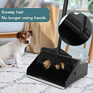 SB Broom with Dustpan Combo Set for Office, Indoor&Outdoor Sweeping,Broom and Dustpan Set,Large Size and Stiff Broom Dust pan with Long Handle,Stand Up Broom and Dustpan,Rectangular, Angular