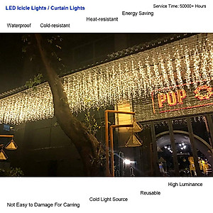 ZIMINGU Icicle Diwali Lights Outdoor, Christmas Hanging Window Curtains Dangling 13FT 96LEDs 8 Modes Weeping Willow Ceiling Fairy String Lights for Indoor Decorations, Warm White 4M