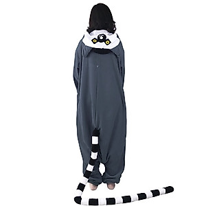 DOITNOW Lemur Pajamas Unisex Adult Jumpsuit Animal Cosplay Costumes (XXL, Gray)