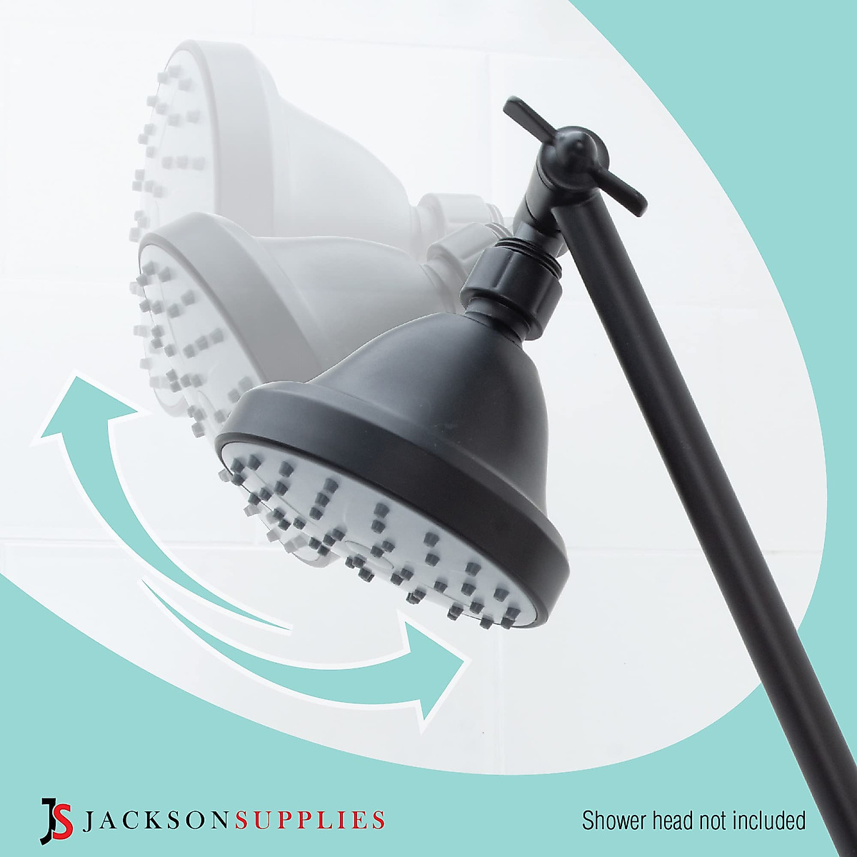 Shower Head Extension Arm by JS Jackson Supplies, Adjustable 10 Inch Showerhead Extender, Solid Brass Construction, Universal Tall Hi-lo Pipe Height Extending (Black Finish)