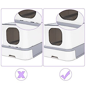 RIZZARI Large Foldable Top Entry Cat Litter Box with Lid,Anti-Splshing Kitty Litter Pan Easy Cleaning and Scoop (Upgrade,Light Gray)