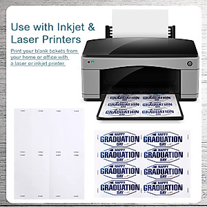 100 Sheets 8.5" x 11" 35lb Printable Event and Raffle Tickets Serialized with Ticket Numbers 800 Pcs 2.125" x 5.5" White Printable Tickets with Tear Away Stubs Easy Printing Card for Event Host