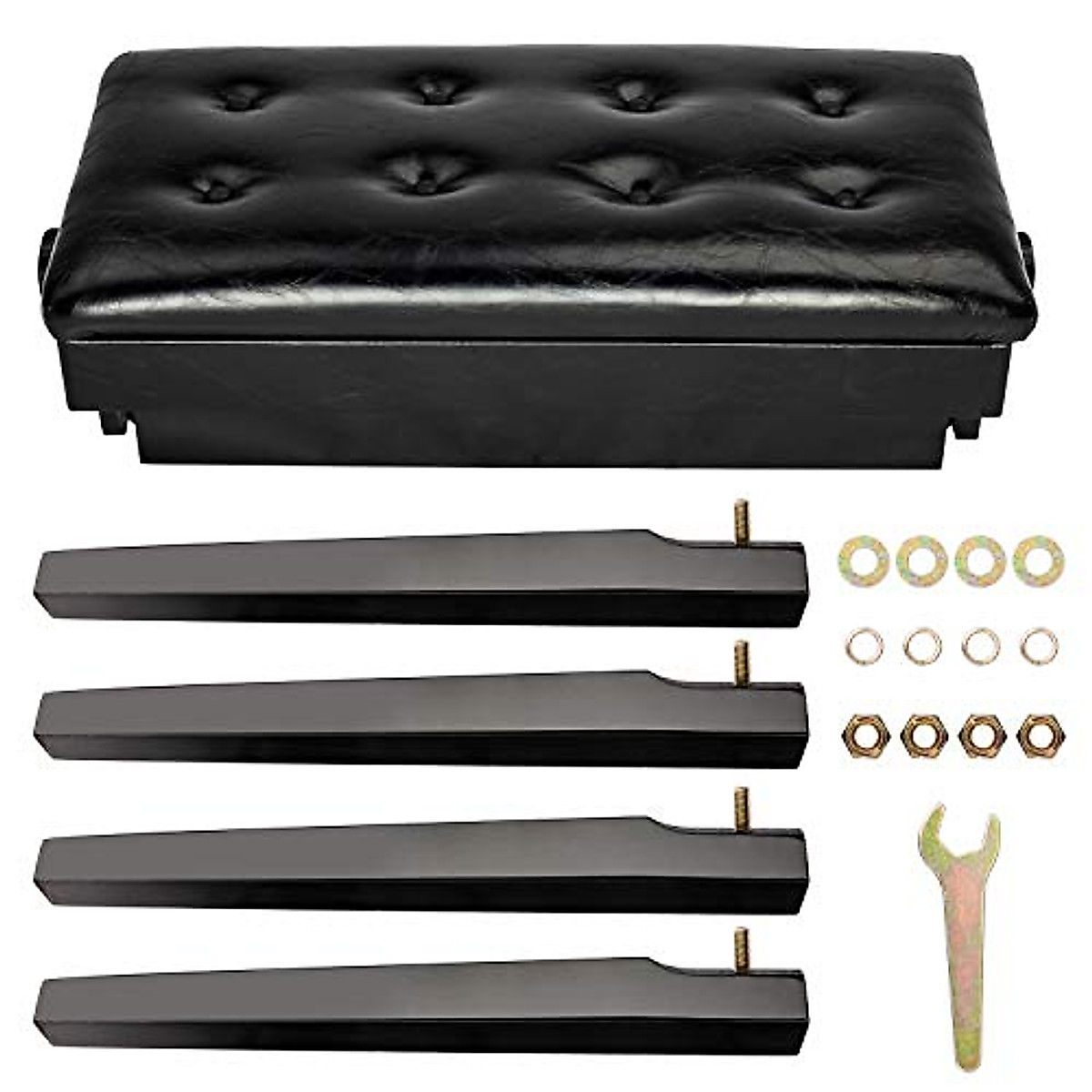 Bonnlo Adjustable Duet Piano Bench with Storage Black Faux Leather Piano Stool Deluxe Padded Seat with 2” Thick Cushion