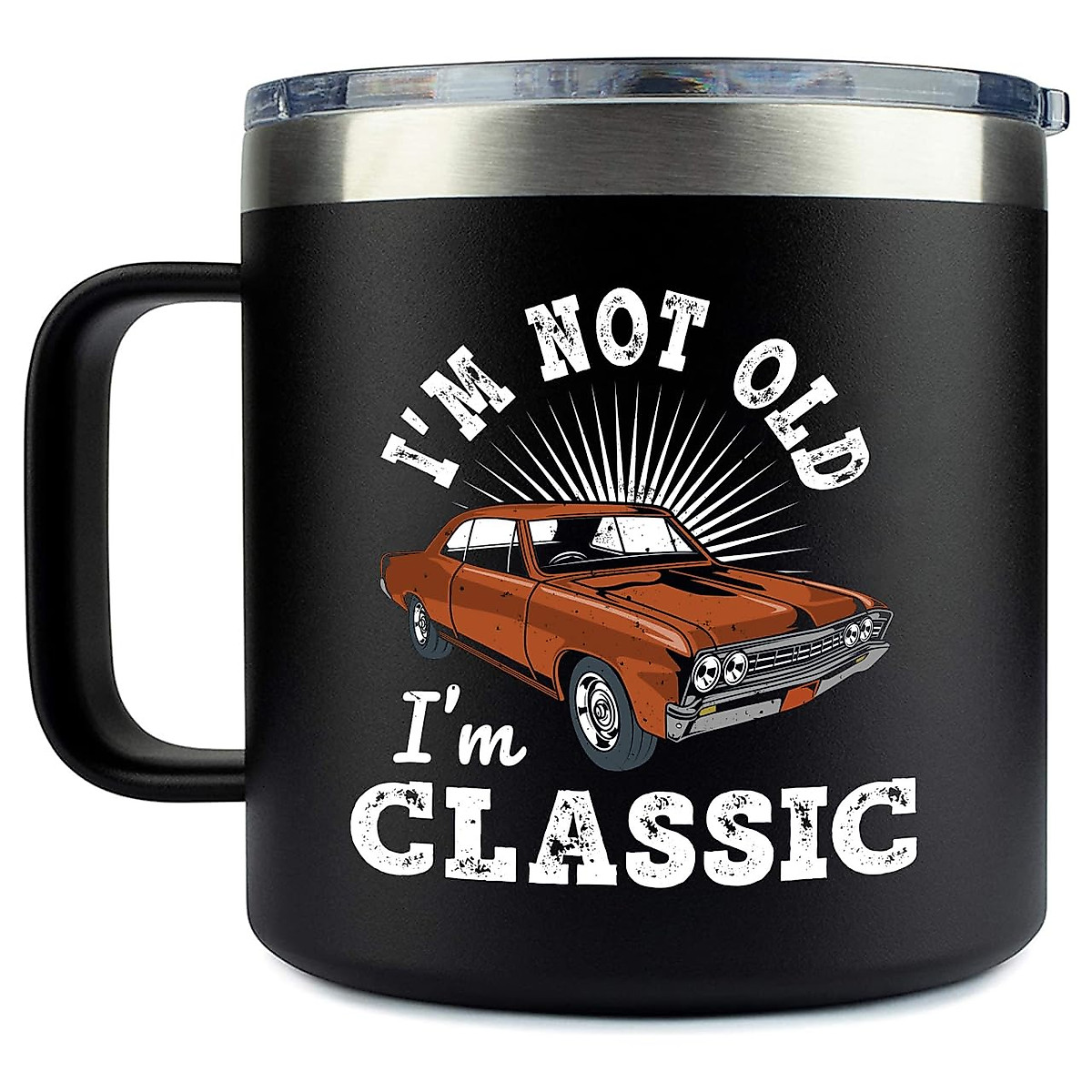 Old Man Gifts for Dad Im Not Old Im Classic Tumbler Funny Mugs for Dad Mugs for Men Gifts for Older Father Mens Birthday Gift Ideas Retirement Coffee Mug for Men 14oz Stainless Steel Tumbler With Lid