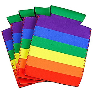 12 Pack Rainbow Can Sleeves Insulated Beer Can Coolers Sleeves Collapsible Neoprene Drink Coolies for Weddings Pride Parties
