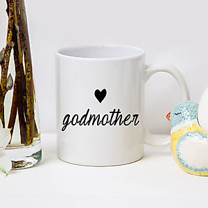 WENSSY Godmother Coffee Mug Godmother Gifts Christmas Birthday Gift for Godmother from Goddaughter Godson Godchild Godmother Proposal Announcement Baptism Keepsake Gifts White 11 Ounce