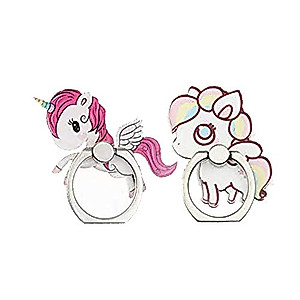 4-Pack Phone Ring Holder Stand, Cute Unicorn 360 Rotation Finger Grip Stand Mount for Cellphones and Tablets (Unicorn Ring)