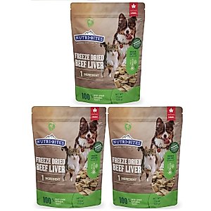 (Pack of 3) Nutri Bites Freeze Dried Beef Liver Dogs&Cats Treats 17.6 oz