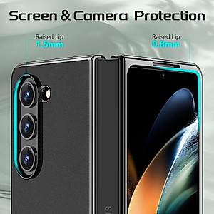 MATEPROX Phone Case for Samsung Galaxy Z Fold 5 Case, Slim Thin Lightweight Protective Phone Case with Non-Slip Leather Back Cover with Electroplated Frame for Samsung Galaxy Z Flod 5 5G-Black