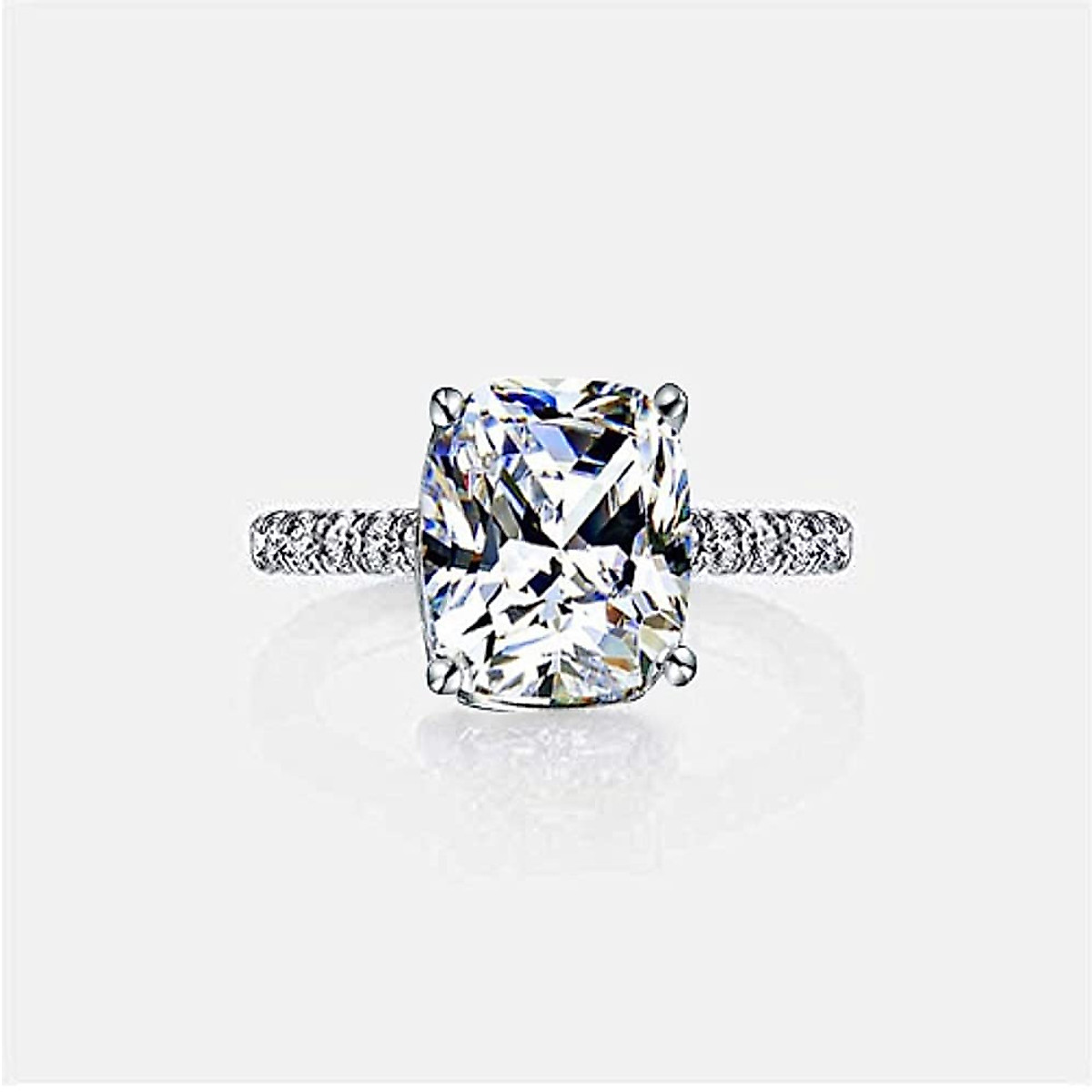 UNIQUFERANGER 4 Carat Cushion/Square/Asscher/Princess Cut Cubic Zirconia CZ Sterling Silver 925 Solitaire Wedding Engagement Ring (US Code 5-10) (6)