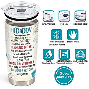 365FURY 1st Fathers Day New Dad Gift - First Fathers Day Best Gifts From Baby Son Girl Wife - New Dad Travel Coffee Mug- First Time Dad Double Wall Vacuum Insulated Stainless Steel Tumbler 20oz
