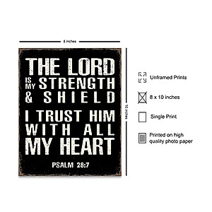 Religious Christian Gifts for Men - Catholic Decor Wall Art - Man Cave, Home Office, Boys Bedroom - Holy Scripture Bible Verses - Inspirational Positive Spiritual Quotes - Motivational God Sayings