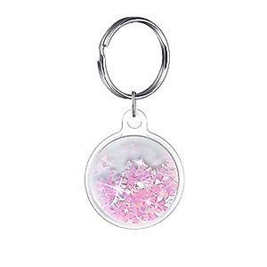 LUVI Compatible with Airtag Case Holder Keychain Cute Bling Glitter Liquid Funny Cool Cover for Airtags Case Loop Key Ring Accessories for Air Tag Pink