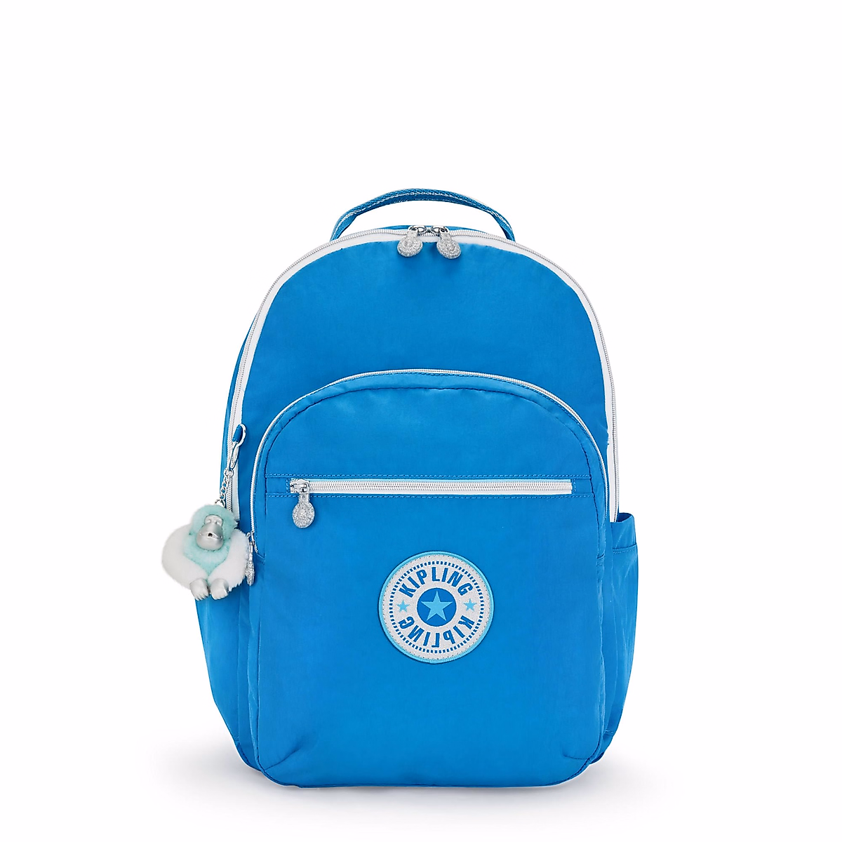 Kipling Women's Seoul 15" Laptop Backpack, Durable, Roomy with Padded Shoulder Straps, Built-in Protective Sleeve, Eager Blue Fun, 13.75''L x 17.25''H x 8''D