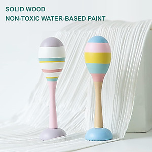 RUYU Wood Sand Hammer Hand Percussion Maracas Shakers Rattles Percussion Instrument Educational Toy Mexican Fiesta Decoration for Kids Party Game Playing, Set of 2