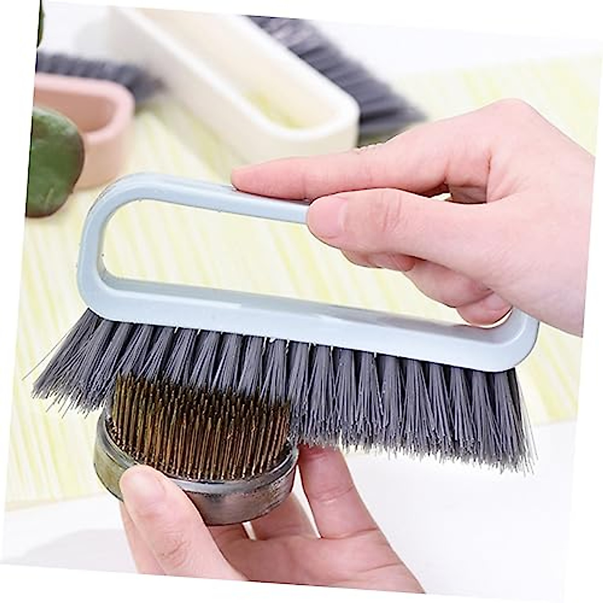 Gogogmee Cleaning Brush Car Washing Hand Broom Home Carpet Cleaner Floral Fixation Base Cleaning Tool Hair Bath Heavy Duty Cleaner Floor Scrubbers Pp Blue