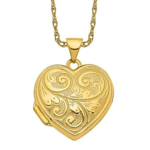 IceCarats 14K Yellow Gold Reversible Heart Love Personalized Photo Locket Necklace Charm Pendant 24mm x 18.6mm Only