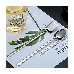 Fruit Dessert Shovel Spoons Set 4PCS, 6.8 inch Stainless Steel Mixed Dinner Teaspoon Spoons for Dessert Coffee Tea Ice Cream Fruit Cake for Home Kitchen Restaurant