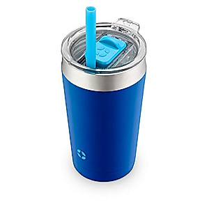 Ello Rise Vacuum Insulated Stainless Steel Tumbler with Optional Straw, 12 oz, Touchdown Blue