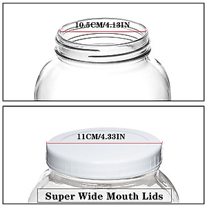 Galssmagic 1 Gallon Glass Jar with Lids,2 Pack Super Wide Mouth Mason Jars 128 oz,Glass Large Mason Jars for Food Storage Container