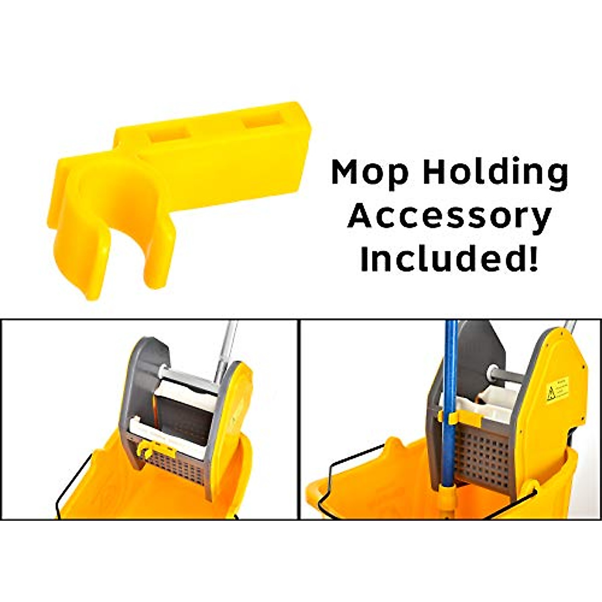 Alpine Industries Commercial Mop Bucket with Side Press Wringer - Mop Bucket with Wheels - Perfect for School, Offices, Resturants, Restrooms - 36 Qt - Yellow