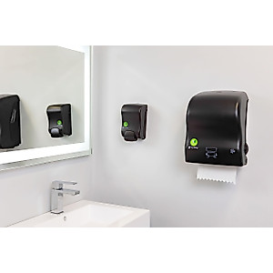 San Jamar Ecologic Simplicity Recycled Plastic Manual Paper Towel Dispenser, Auto Cut Towel Dispenser, Wall Mounted Dispenser with Zero Waste for Home and Business, Black